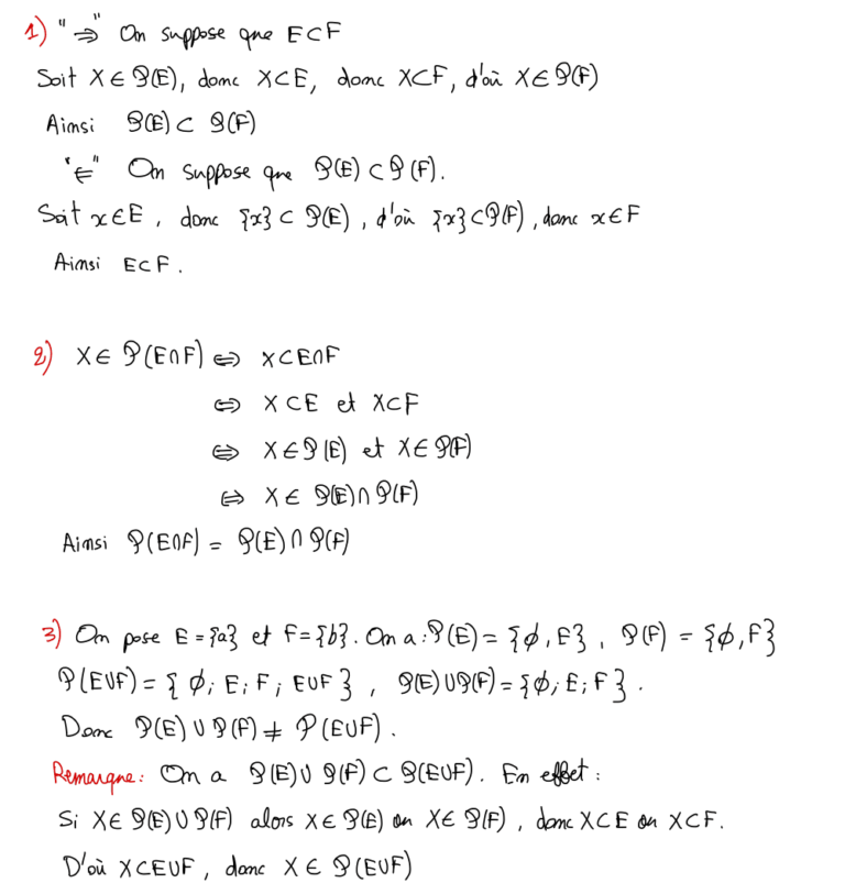 Ensembles et applications, exercices corrigés | MPSI-MP2I-PCSI-PTSI